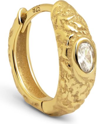 Singularu Einzelner Creolen-Ohrring Organico River. Sterlingsilber mit 18 kt Goldbeschichtung und Zirkonia. Schmuck für Damen
