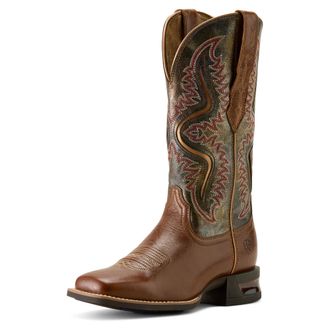 Ariat Womens Captivate Wide Square Toe Western Boots in Dark Tan Titanium, B Medium Width, Size 41.5, by Ariat