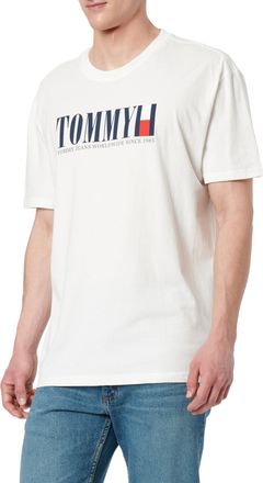 Tommy Jeans Herren TJM Reg DNA Flag Tee EXT Dm0dm21941 S/S T-Shirt, White (Ecru), 4XL Große Größen EU