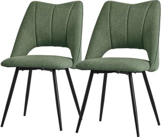 ML Design ML-Design Esszimmerstühle 2er Set, Grün, Wohnzimmerstühle aus Stoffbezug und schwarzen Metallbeinen, Küchenstühle mit Rückenlehne, Polsterstühle für