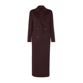 Brunello Cucinelli Doppelreihiger langer Wollmantel - - Coats - Damen - Rot - L