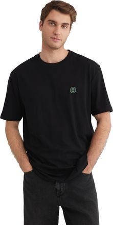 Mavi Herren Logo Embroidery Tee T-Shirt, Black, S