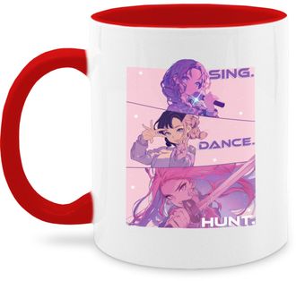 Shirtracer Tasse Tassen 325ml - Anime - Sing. Dance. Hunt. - Kost&uuml;m K-Pop Merch - 325 ml - Rot - kpop demons hunter anime-tasse geschenk k pop demon hunters anim
