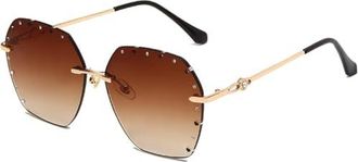 Generic Lunettes de soleil tendance en métal pour femme avec diamants Lunettes de soleil décoratives pour vacances en plein air (couleur : D, taille : moyen) 