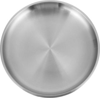 Cabilock 1stk Tablett Aus Edelstahl Snackteller Runder Speiseteller Obsttablett Aus Metall Dampfenden Schale Obstteller Flach Abendessen Platte Gericht Lebensm