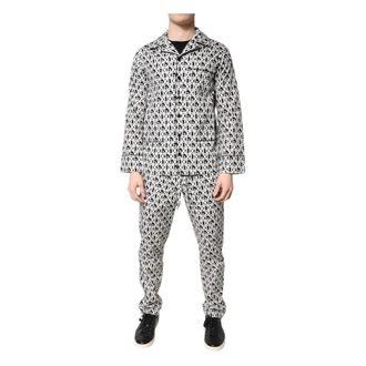 Dolce & Gabbana Schwarz-Wei&szlig;es DG-Print Pyjama-Set - - Nightwear & Lounge - Herren - Wei&szlig; - XS