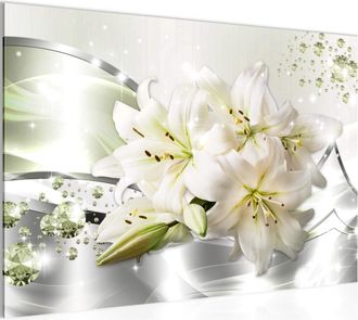 Runa Art Bild Blumen Lilien Modern Wandbilder Wohnzimmer 1 Teilig - Made In Germany - Abstrakt Grau Grün Flur 021815b