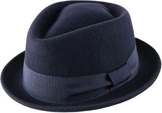 Classic Italy Chapeau Porkpie Feutre Homme ou Femme Classic Diamond Porkpie - Taille 53 cm - Marine