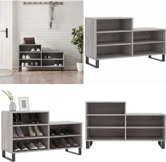 vidaXL Vidaxl - Schuhregal Grau Sonoma 102x36x60 cm Holzwerkstoff - Schuhschrank - Schuhregal - Holzwerkstoffmöbel - Garderobe - Aufbewahrungsbox - Home &