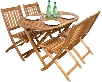 C&eacute;monjardin C&eacute;monjardin - Salon de jardin ovale en acacia - 4 chaises - Dimensions table 130x80cm - R&eacute;sistant &agrave; lhumidit&eacute; et intemp&eacute;ries - Quincaillerie en