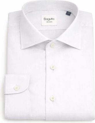 Bagutta Homme, Chemises, Blanc, Taille: XL Chemise en coton coupe slim