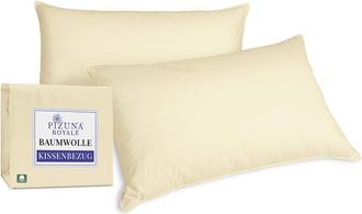 Pizuna Luxuri&ouml;s Kissenbezug 40x80 cm 2er Set Baumwolle Neu Elfenbein, 1000 Fadenzahl aus 100% langstapeliger Baumwolle in Satinbindung Nur Kissenbezug (Hotel