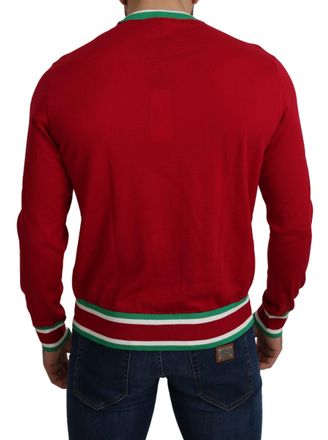 Dolce & Gabbana Mens Red Wool Silk Pig Of The Year Sweater Clothing