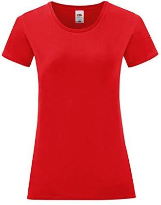Fruit Of The Loom T-Shirt Manches Courtes Iconic - Femme (XS) (Rouge)