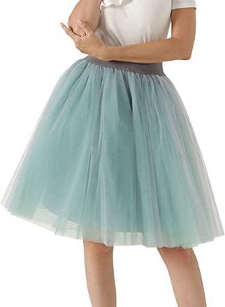 Generic Jupe en jean noire longue pour adulte, superpos&eacute;e, bal court, jupe midi belle, gris, XXL