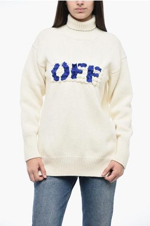 Off-white Rollkragenpullover mit gesticktem Logo BOILED in Beige
