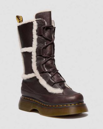 Dr. Martens Buzz Grizzly Leder Schnürstiefel Mit Kunstfellfutter in Braun, Größe: 36