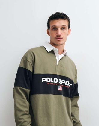 Polo Ralph Lauren Sport chemise &eacute;paisse couleur rubis en kaki-Vert