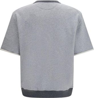 Brunello Cucinelli Embroidered Logo Cotton T-shirt - Gray