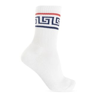 Versace Homme, Sous-v&ecirc;tements, Blanc, Taille: S Chaussettes en Coton avec Logo