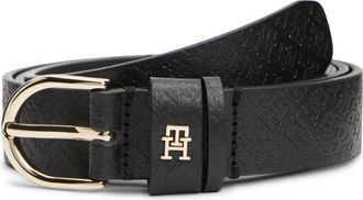 Tommy Hilfiger Lederg&uuml;rtel TOMMY HILFIGER EFFORTLESS 2.5 MONO, Damen, Gr. 100, schwarz, Web, Rindsleder, unifarben, G&uuml;rtel Lederg&uuml;rtel, Gr&ouml;&szlig;enverstellbar durch Schna