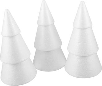 Angoily 3 Stück Teiliges DIY Schaumstoff Weihnachtsbaum- Weiße Polystyrol-bäume zum Bemalen Leichte Vielseitige Weihnachtsdeko für Tisch Wand und Party Kreati