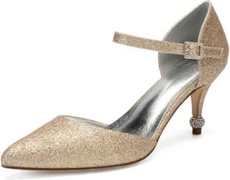 Generic Chaussures De Mariage Escarpins Femme &Agrave; Bout Pointu Mari&eacute;e Talons Aiguilles 7.5Cm pour Mariage, Soir&eacute;e Ou Sortie Habill&eacute;e,Champagne,40 EU