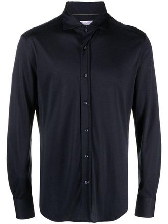 Brunello Cucinelli Lang&auml;rmeliges Hemd - Blau