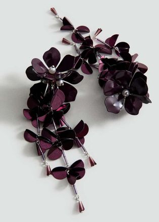 Mango Boucles doreilles fleurs pendentifs grenat - Femme - Taille unique - MANGO