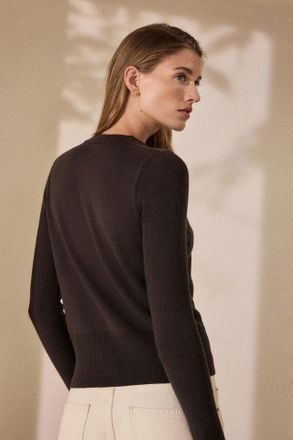 Next V-Ausschnitt-Pullover Strickpullover mit V-Ausschnitt aus Merinowolle (1-tlg)