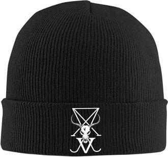 Generic Bonnet en Tricot Sceau Occulte De Lucifer Satanique Thermique Beanie Coupe-Vent Bonnet Hiver pour Cyclisme Homme Femme
