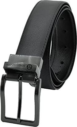 Sergio Tacchini Ceinture r&eacute;versible pour homme en cuir v&eacute;ritable, boucle rectangulaire, R&eacute;glable et Raccourcissement possible Brun noir 115/120