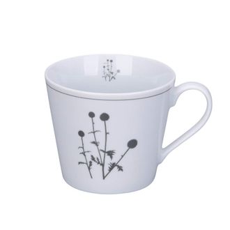 Krasilnikoff Happy Cup - Becher, Tasse mit Henkel - Disteln - Porzellan - H9 x &Oslash;10 cm - Volumen: 400 ml