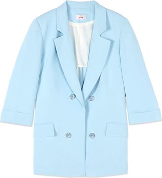 Oltre Femme, Vestes, Bleu, Taille: 36 FR Blazer en tissu cr&ecirc;pe