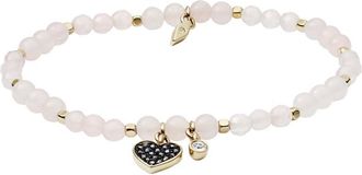 Fossil Armband Für Frauen Wellness, Innenlänge:165mm Rosa Halbedelstein Armband, JA6922710