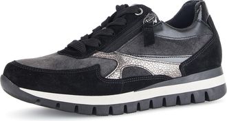 Gabor Damen Low-Top Sneaker, Frauen Halbschuhe,Strassenschuhe,Sportschuhe,Freizeitschuhe,Turnschuhe,Laufschuhe,dkgrey/schw/Bronce,40 EU / 6.5 UK