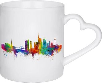 artboxONE Herztasse Frankfurt Germany Skyline von Michael Tompsett - Herztasse St&auml;dte