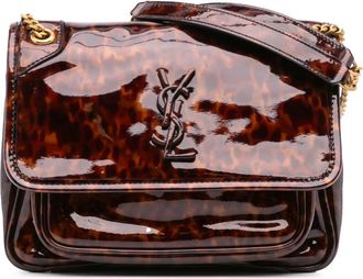 Saint Laurent Hobo Bags - 2019 Baby Patent Leopard Print Niki Shoulder Bag - Gr. unisize - in Braun - für Damen