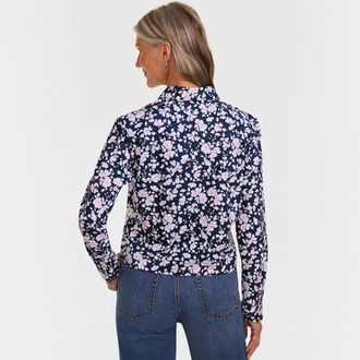 Lands End Kurze, b&uuml;gelfreie Hemdbluse, Damen, Gr&ouml;&szlig;e:40-42 regular, Blau, Baumwolle, by Lands End