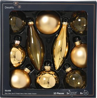 Kaemingk Weihnachtskugeln Glas 6-11,7cm 10er Set - matt & gl&auml;nzend - Christbaumkugeln Weihnachtsbaumkugeln mit Eiszapfen aus Glas - Christbaumschmuck Weihnacht