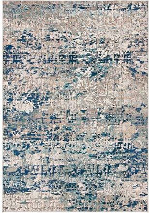 Safavieh Zeitgenössische Teppich für Wohnzimmer, Esszimmer, Schlafzimmer - Madison Collection, Kurzer Flor, Grau und Blau, 61 X 91 cm
