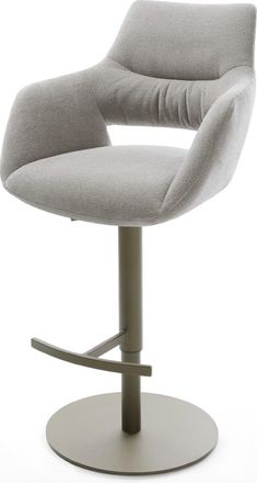 DELIFE Barstuhl Yago-Flex Strukturstoff Soft Grau Drehfu&szlig; h&ouml;henverstellbar Metall Titanfarben Taschenfederkern, Barst&uuml;hle
