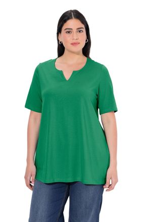 Ulla Popken Damen gro&szlig;e Gr&ouml;&szlig;en &Uuml;bergr&ouml;&szlig;en Plus Size T-Shirt, A-Linie, Tunika-Ausschnitt, Halbarm smaragdgr&uuml;n 62+ 807259459-62+