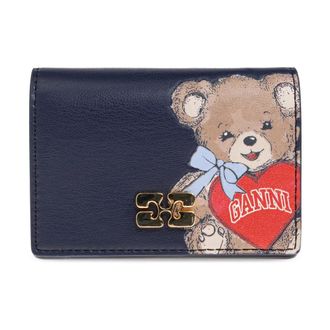 Ganni Bou Kartenhalter mit B&auml;r - - Accessories - Damen - Blau - ONE SIZE
