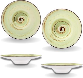 Wilmax England Wilmax | SPIRAL tiefe Teller - 2 Stück | Elegant | Modern | Langlebig | Sicher | Glasiertes Porzellan | Kratzfest | Spülmaschinengeeignet | Für Suppen