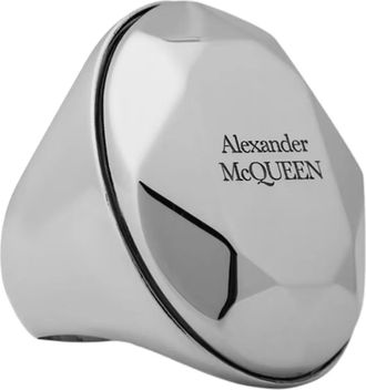 Alexander McQueen Alexander McQueen Armb&auml;nder - Faceted Stone Logo Ring - Gr. 19 - in Silber - f&uuml;r Damen