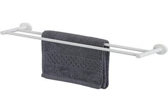 Tiger Urban Handtuchhalter doppelt, Edelstahl, Farbe: Wei&szlig;-matt, Handtuchstange zur Wandmontage mit austauschbaren Dekor-Ringen zur individuellen Gestaltung