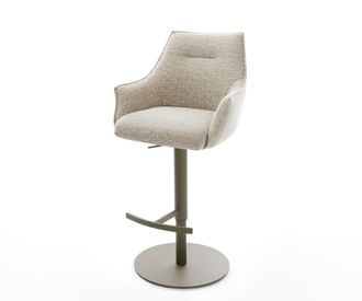 DELIFE Barstuhl Alja-Flex Webstoff Soft Beige Drehfu&szlig; h&ouml;henverstellbar Metall Titanfarben Taschenfederkern, Barst&uuml;hle