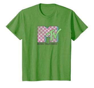 Giesswein Pink and Green Checkered Pattern MTV Logo T-Shirt