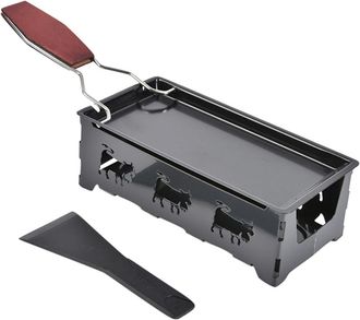 DOITOOL Mini K&auml;seofen mit Antihaft beschichtung Hitzebest&auml;ndigem Holzgriff und Kerzenheizung f&uuml;r K&auml;sefondue Grillplatte und Camping Kompakte Backform f&uuml;r Einf
